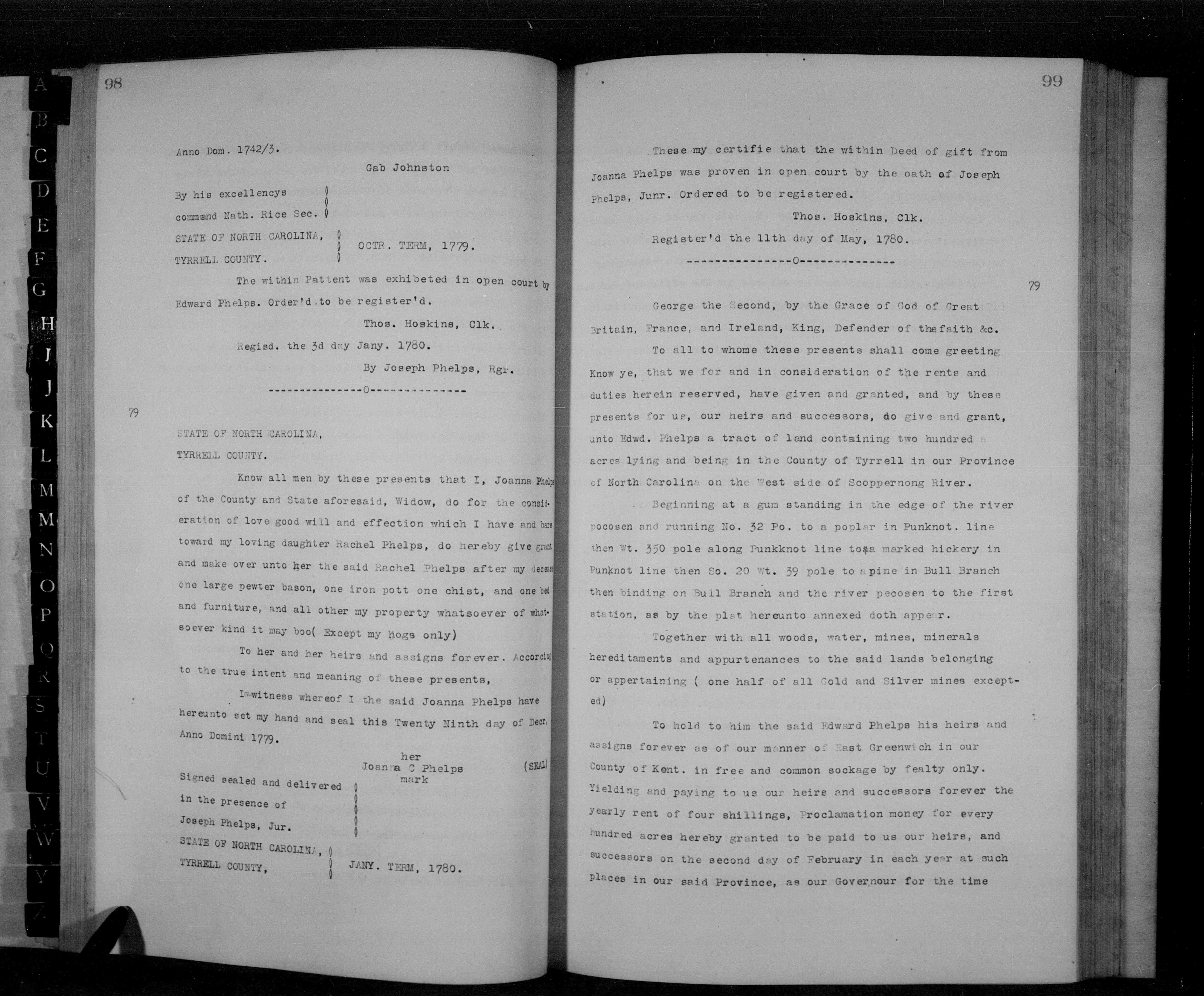 Tyrrell County, NC Will, Estate & Court Minutes Index